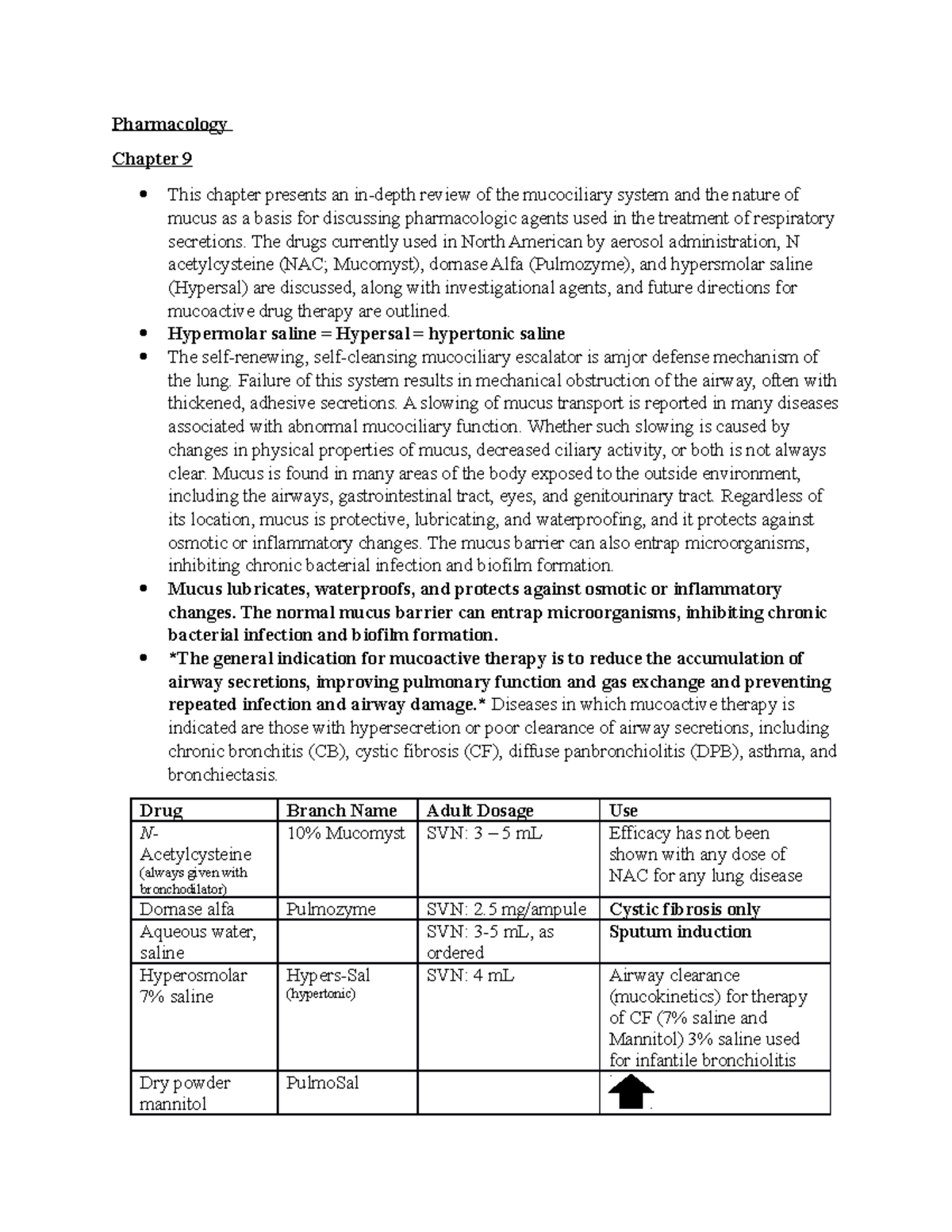 Pharmacology Chapter 9: Mucociliary System and Mucoactive Drug Therapy ...