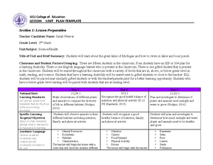 Fist grade - Section 3 - 5E Instructional Model Template Part 1: Matrix Select a grade level ...