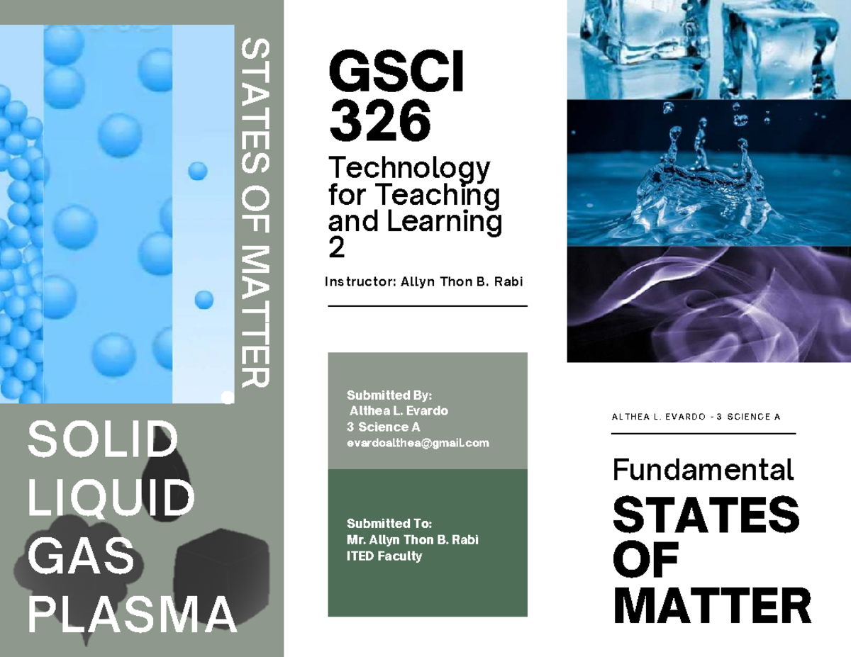 States of matter brochure - Bachelor of Secondary Education - SOLID ...