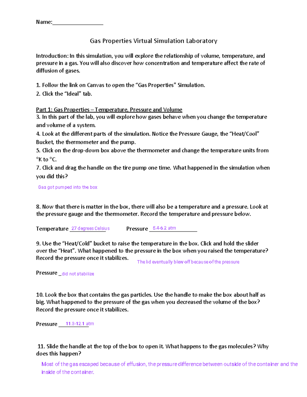 Kami Export - Gas Properties Vitual Simulation Lab-1 - Name:_________________ Gas Properties ...