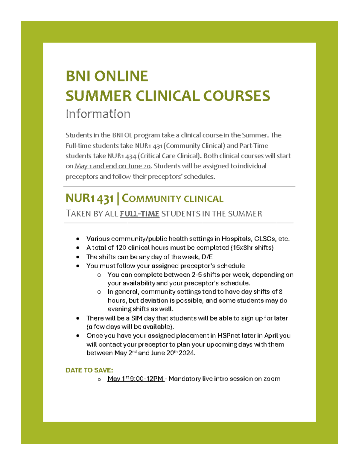 BNI Online Summer Clinical Information Flyer - BNI ONLINE SUMMER ...