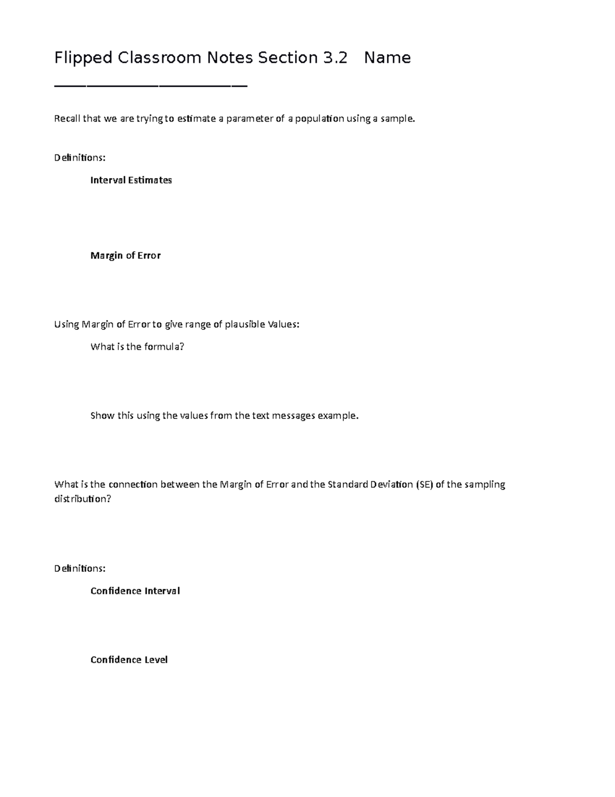 3.2 Flipped Notes - homework study. - Flipped Classroom Notes Section 3