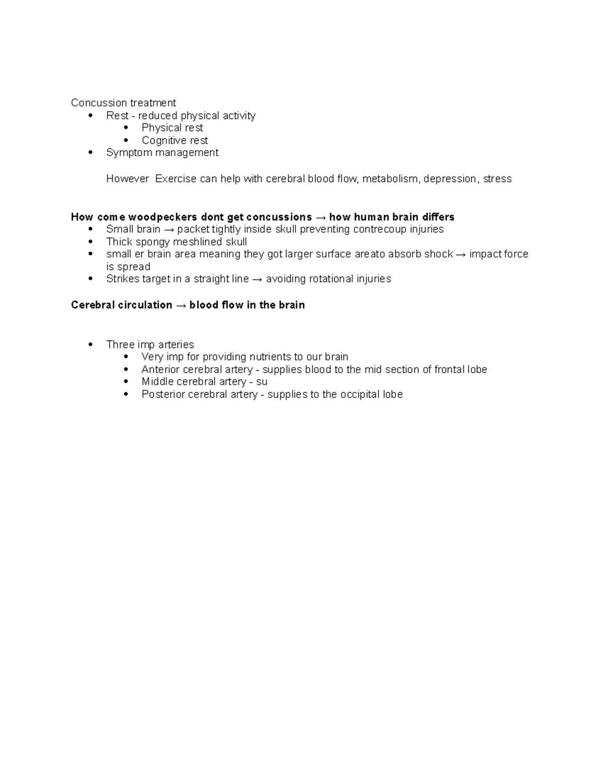 Concussion treatment - short notes - Concussion treatment Rest ...