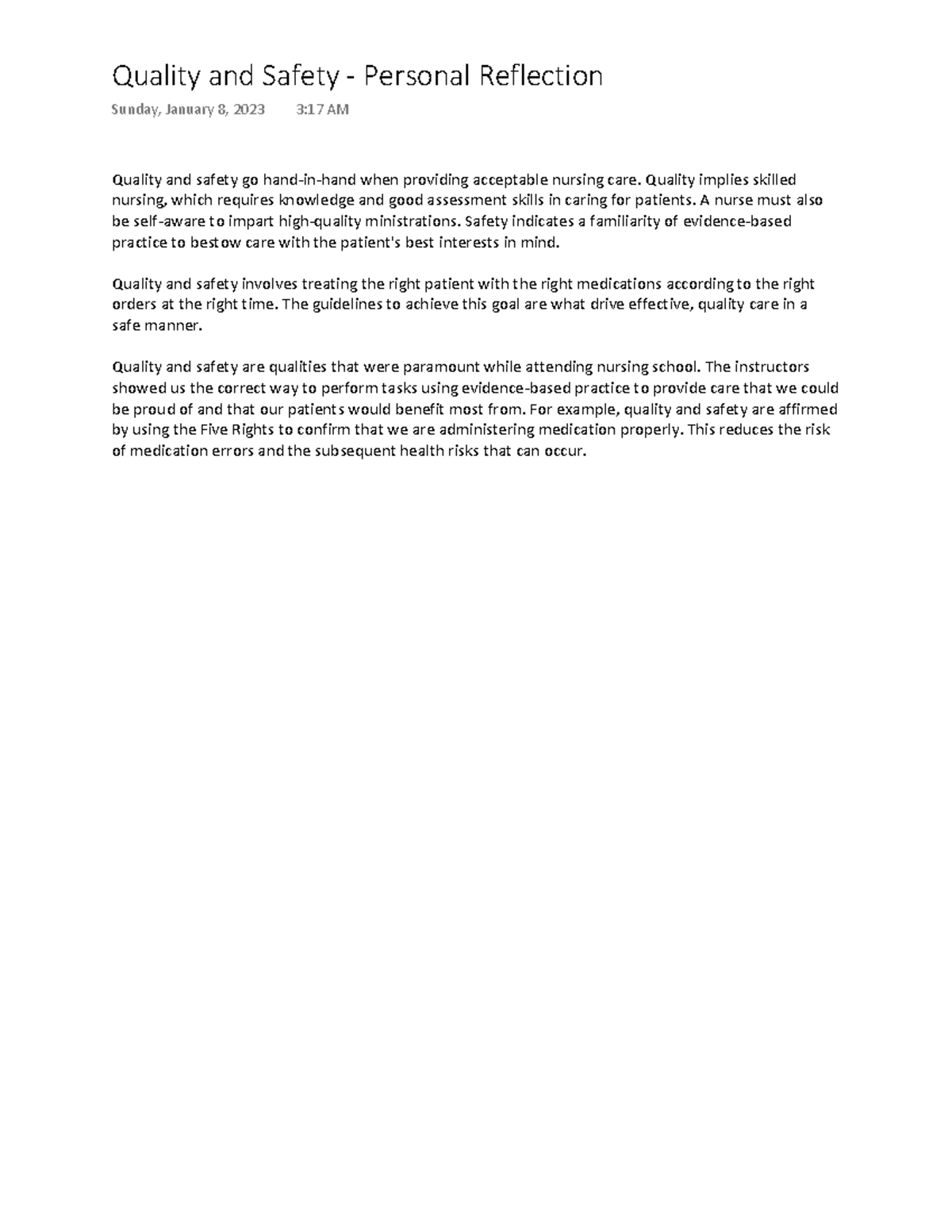 C304 Task 3 - Task 3 - Quality and safety go hand-in-hand when ...