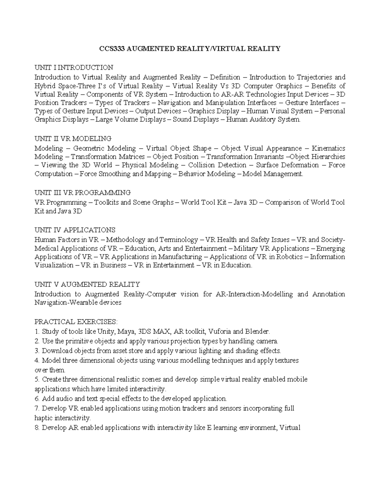 Augmented Reality - UNIT II VR MODELING Modeling – Geometric Modeling ...