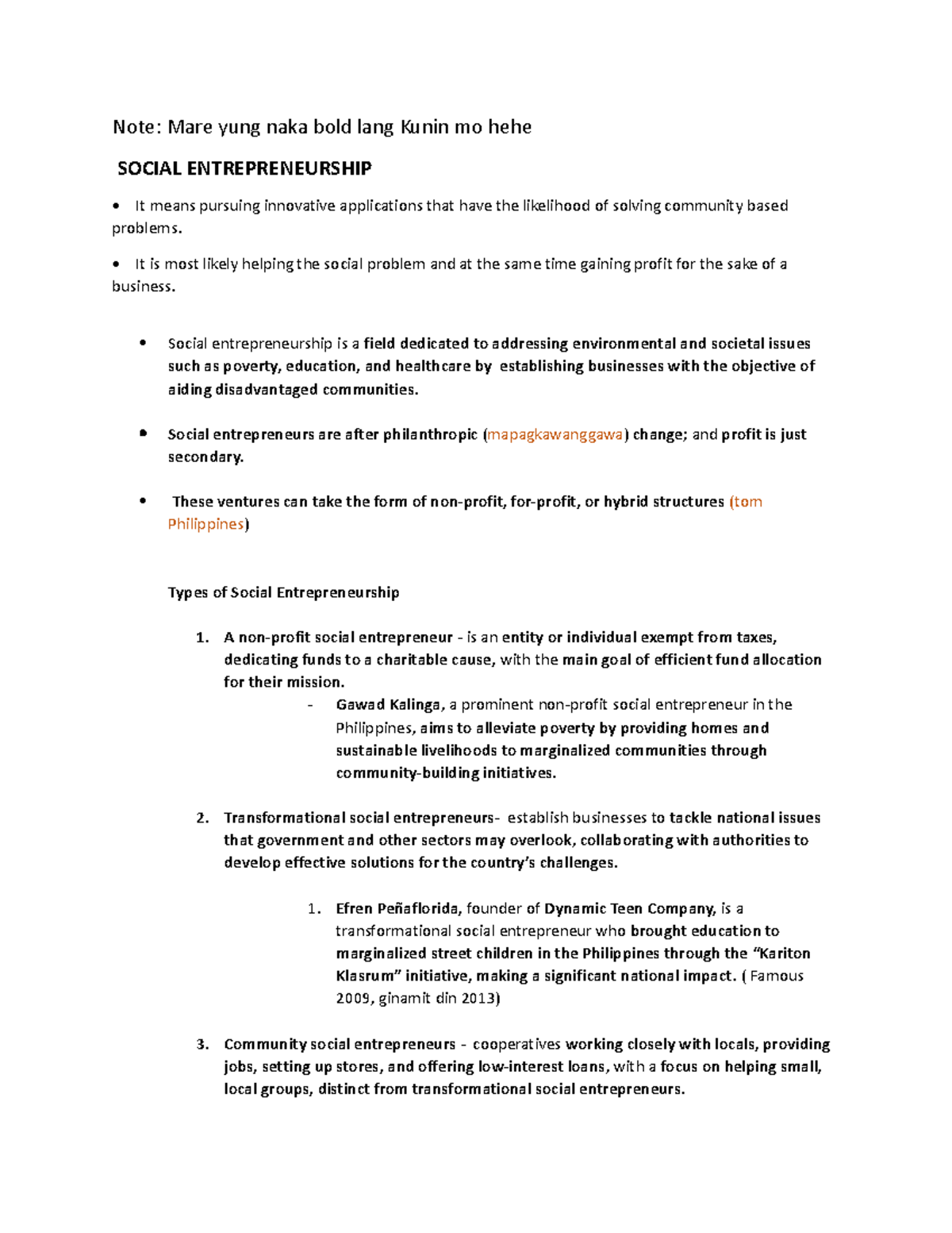 Entrep report part 4 - Note: Mare yung naka bold lang Kunin mo hehe ...