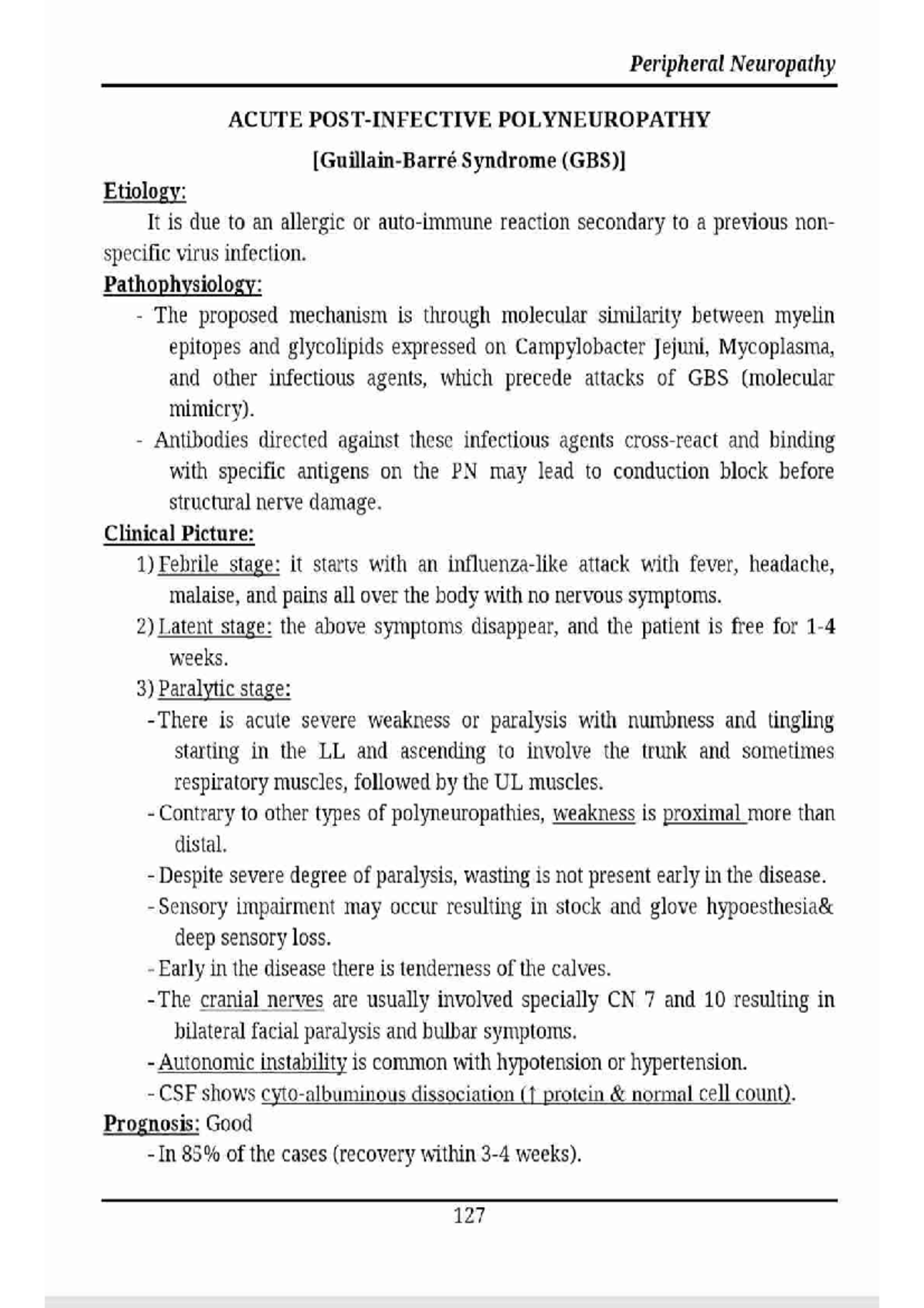Acute post infective polyneuropathy - centarl nervous system - Studocu