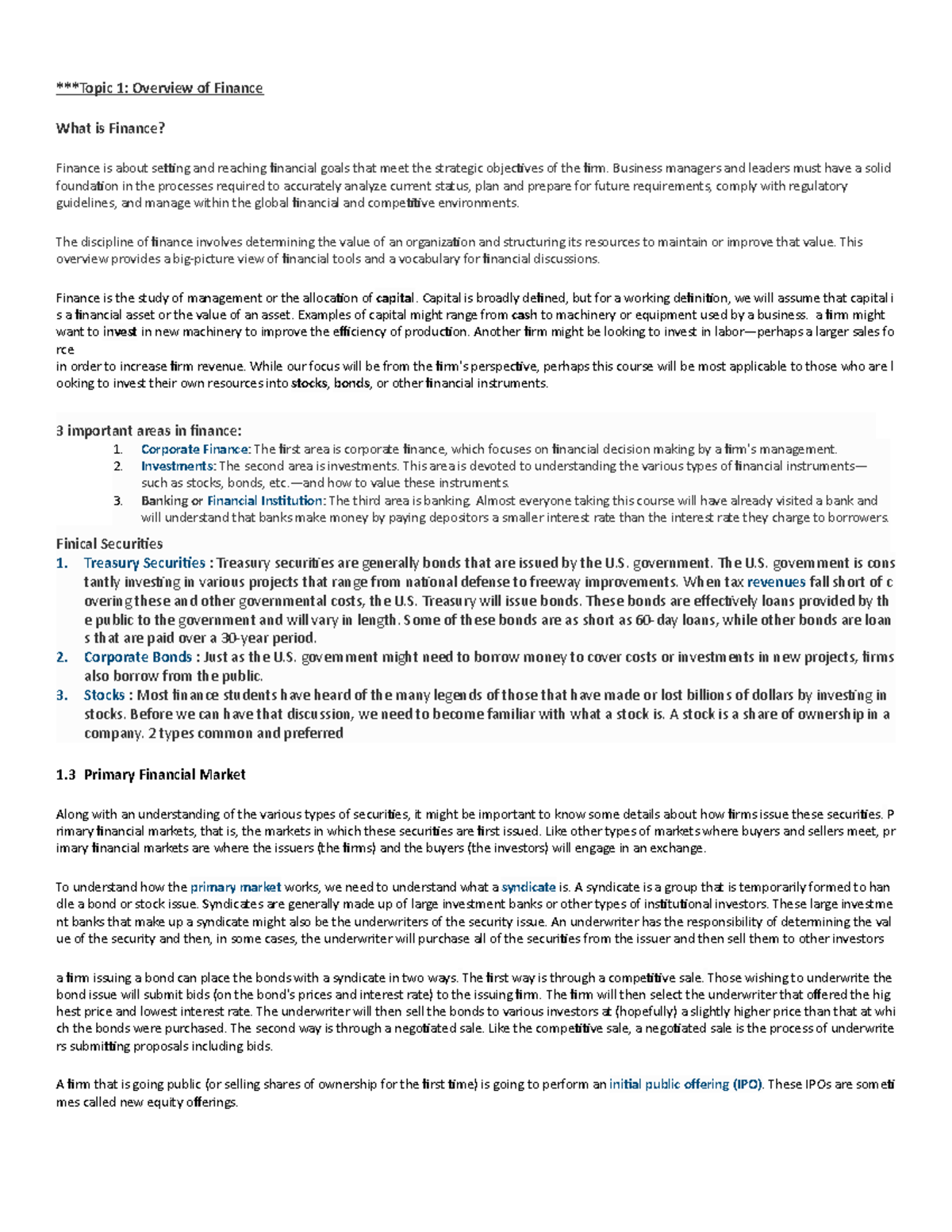 Chapter Notes Study Guide Topic 1 Overview Of Finance What Is chapter-notes-study-guide-topic-1-overview-of-finance-what-is