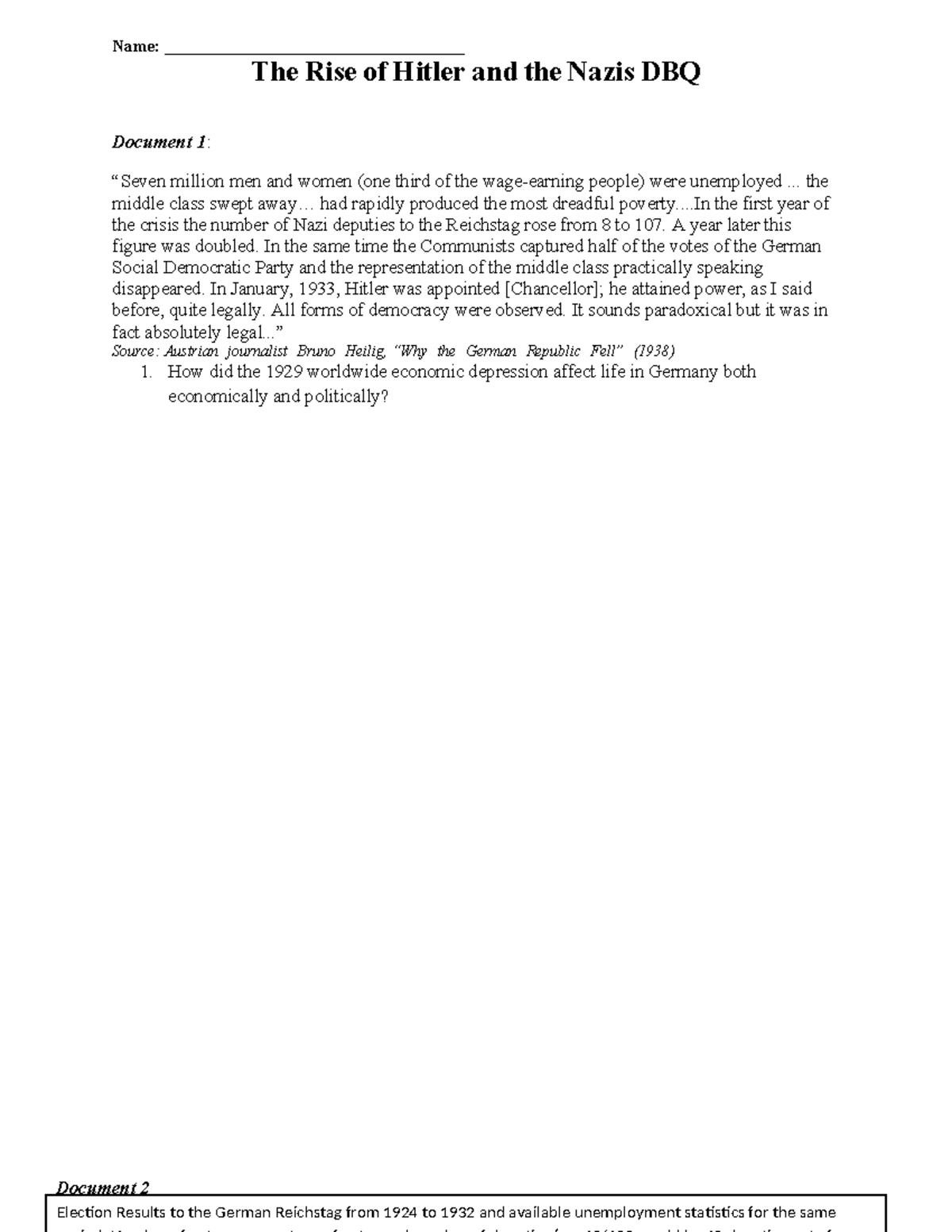 2019 Rise of Nazis DBQ - None - Name ...