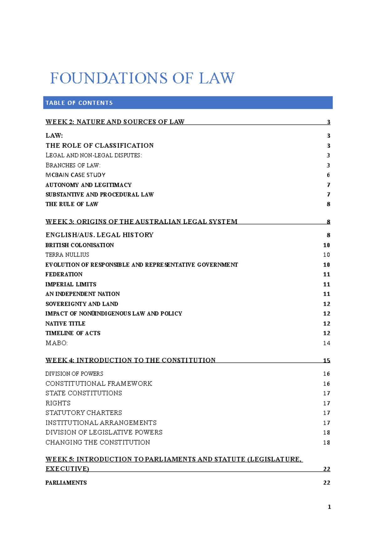 Foundations of law - summary of course notes for open book exam ...