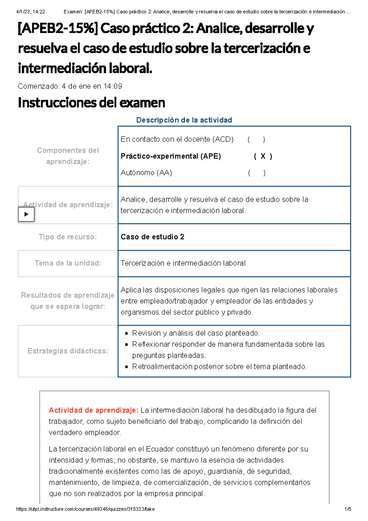 Examen APEB2 15% Caso práctico 2 Analice, desarrolle y resuelva - [APEB2-15%] Caso práctico 2 ...