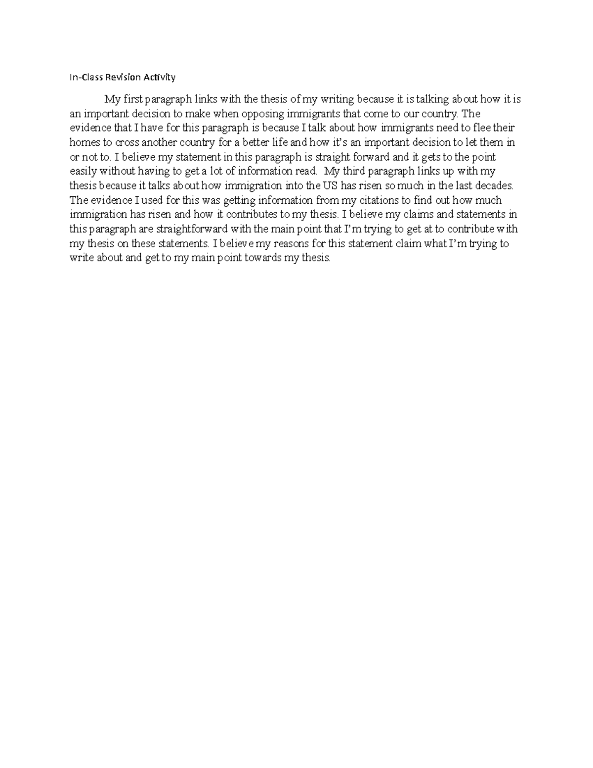 In-Class Revision - Essay for a genre analysis - In-Class Revision ...