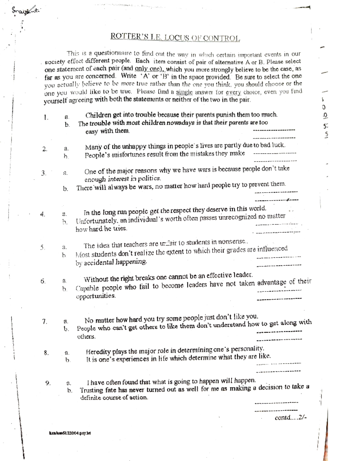 Lo C - Test - This is a questionnaife to find out the wav in which ...
