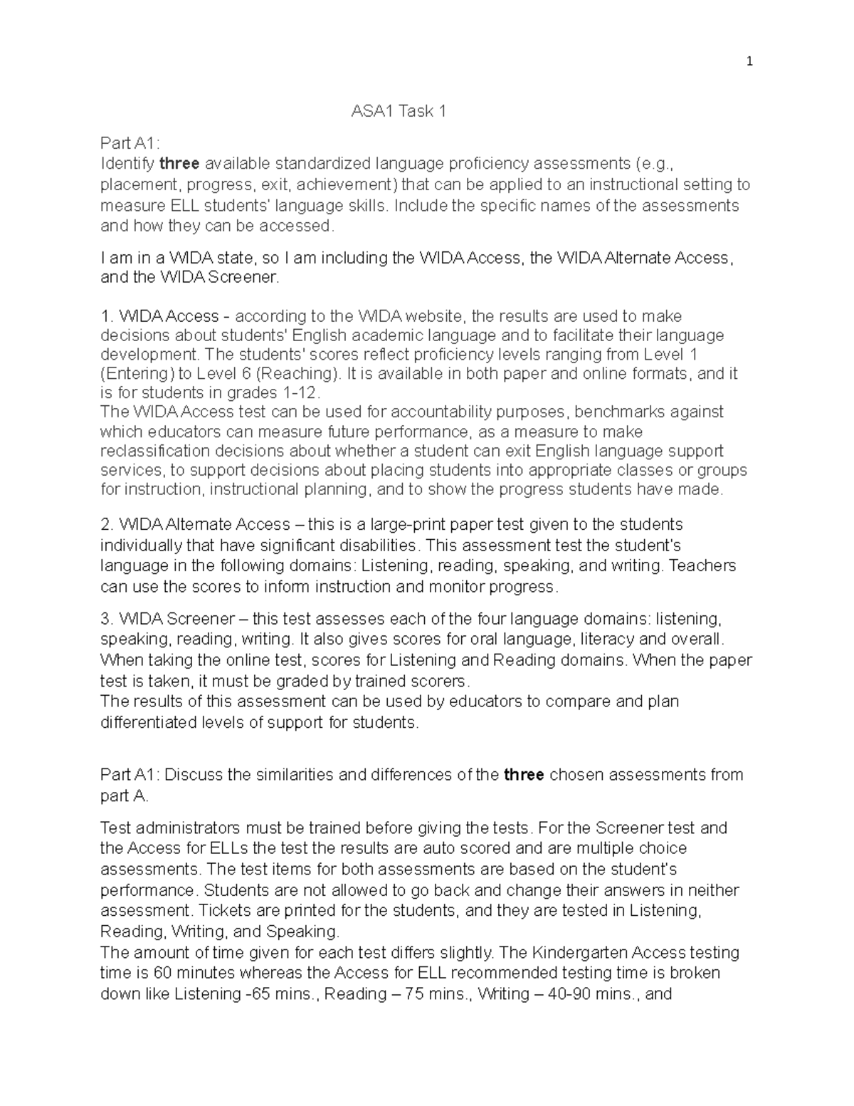 ASA1 task 1 - Task - ASA1 Task 1 Part A1: Identify three available ...
