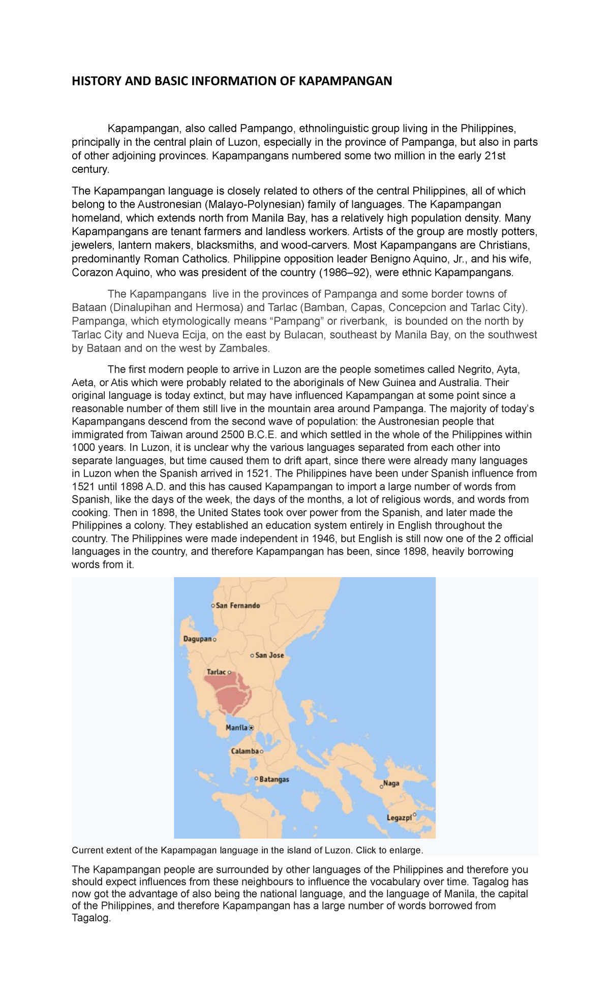 History AND Basic Information OF Kapampangan - HISTORY AND BASIC ...