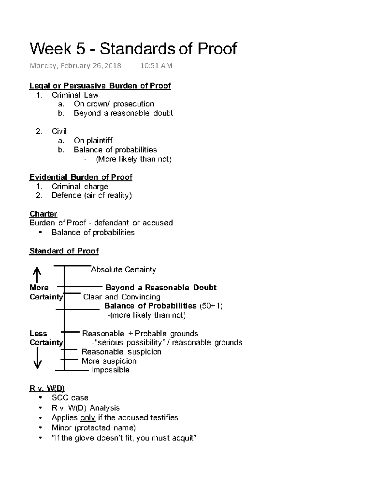 Week 5 - Standards of Proof - Week 5 - Standards of Proof Monday ...