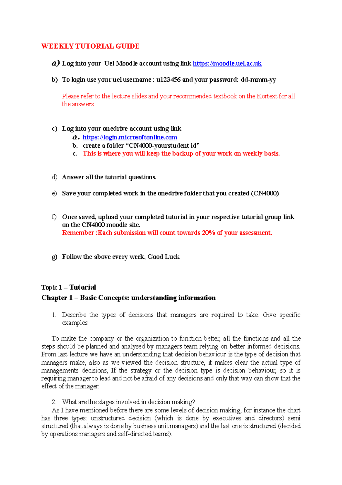 Topic 1 Intro to Module and BIS Chapter 1 - WEEKLY TUTORIAL GUIDE a ...