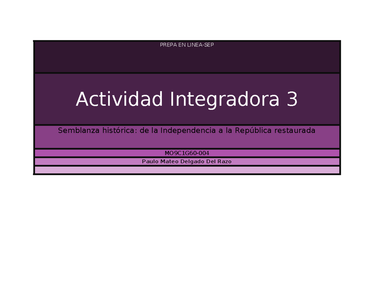 Actividad integradora 3 semana 2 modulo 9 - PREPA EN LINEA-SEP ...