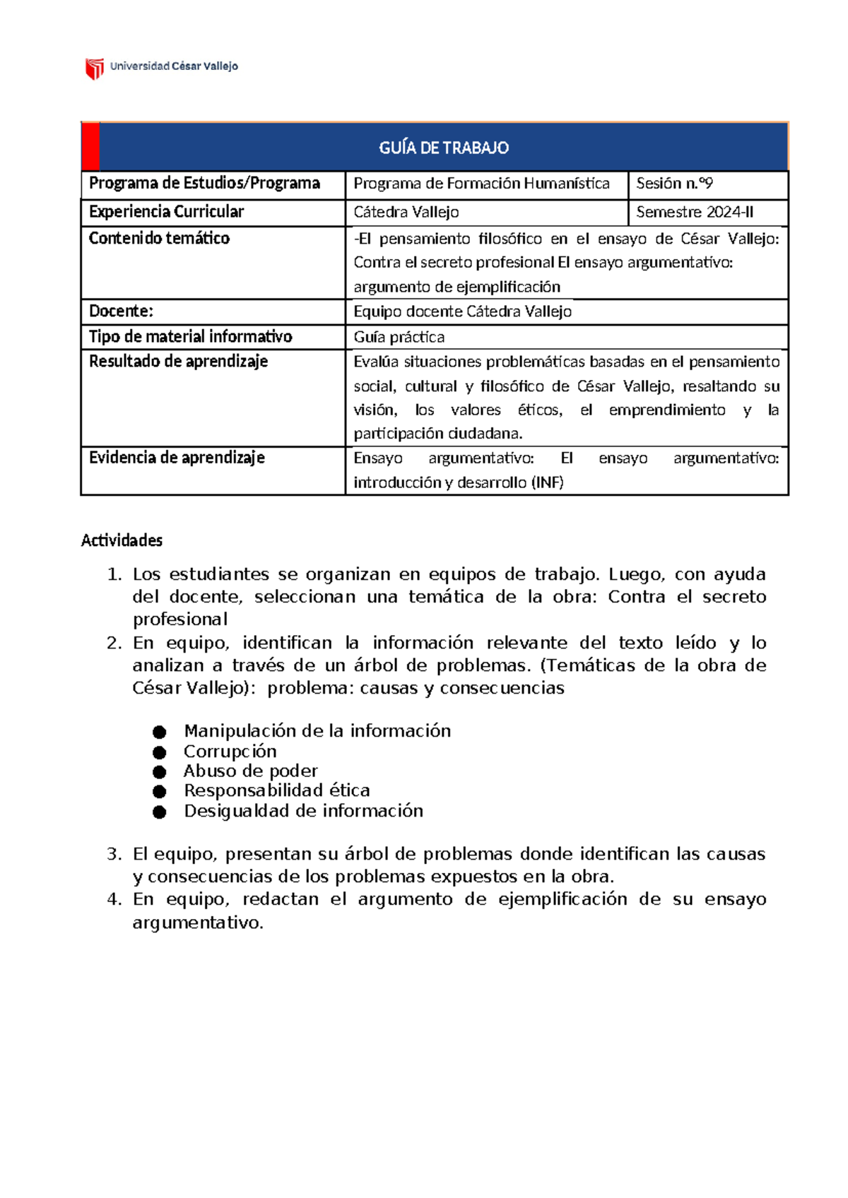 GUÍA Práctica S9 2024-II - Cátedra Vallejo - UCV - Studocu