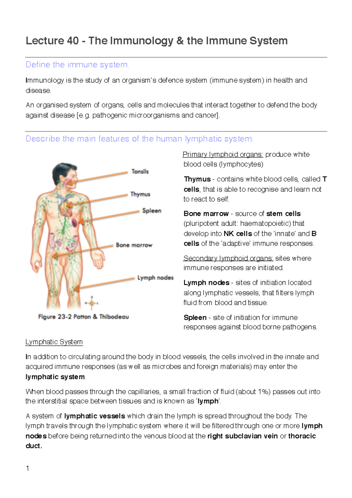 Imunnology Notes - Lecture 40 - The Immunology & the Immune System ...