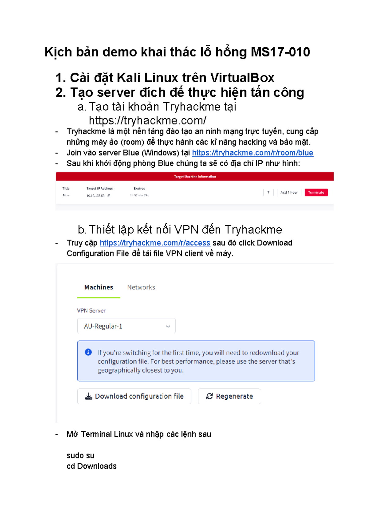 DEMO-MS17010 - mgh - Kịch bản demo khai thác lỗ hổng MS17- 1. Cài đặt Kali Linux trên VirtualBox ...