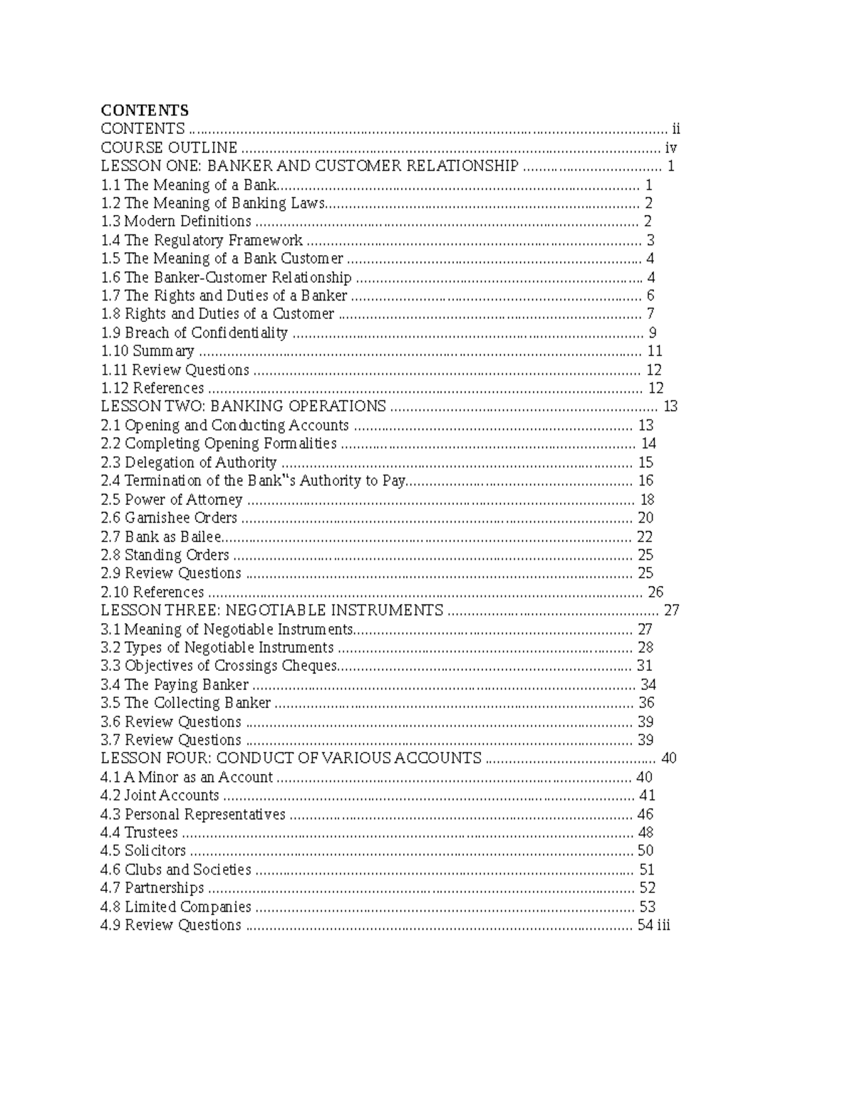 Banking law notes 1 - CONTENTS CONTENTS - Studocu