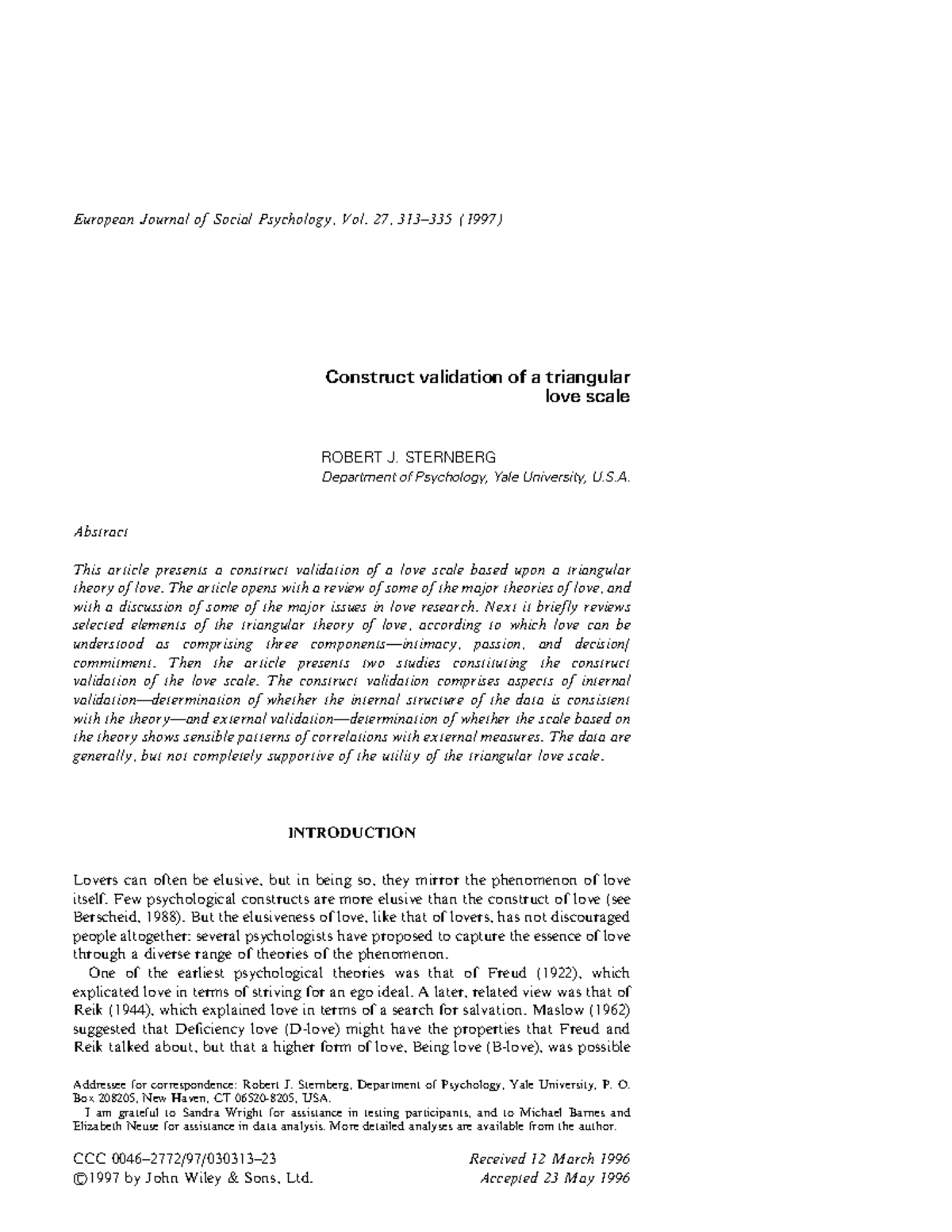 Construct validation of a triangular love scale 9y7wq3nuxz - Construct ...