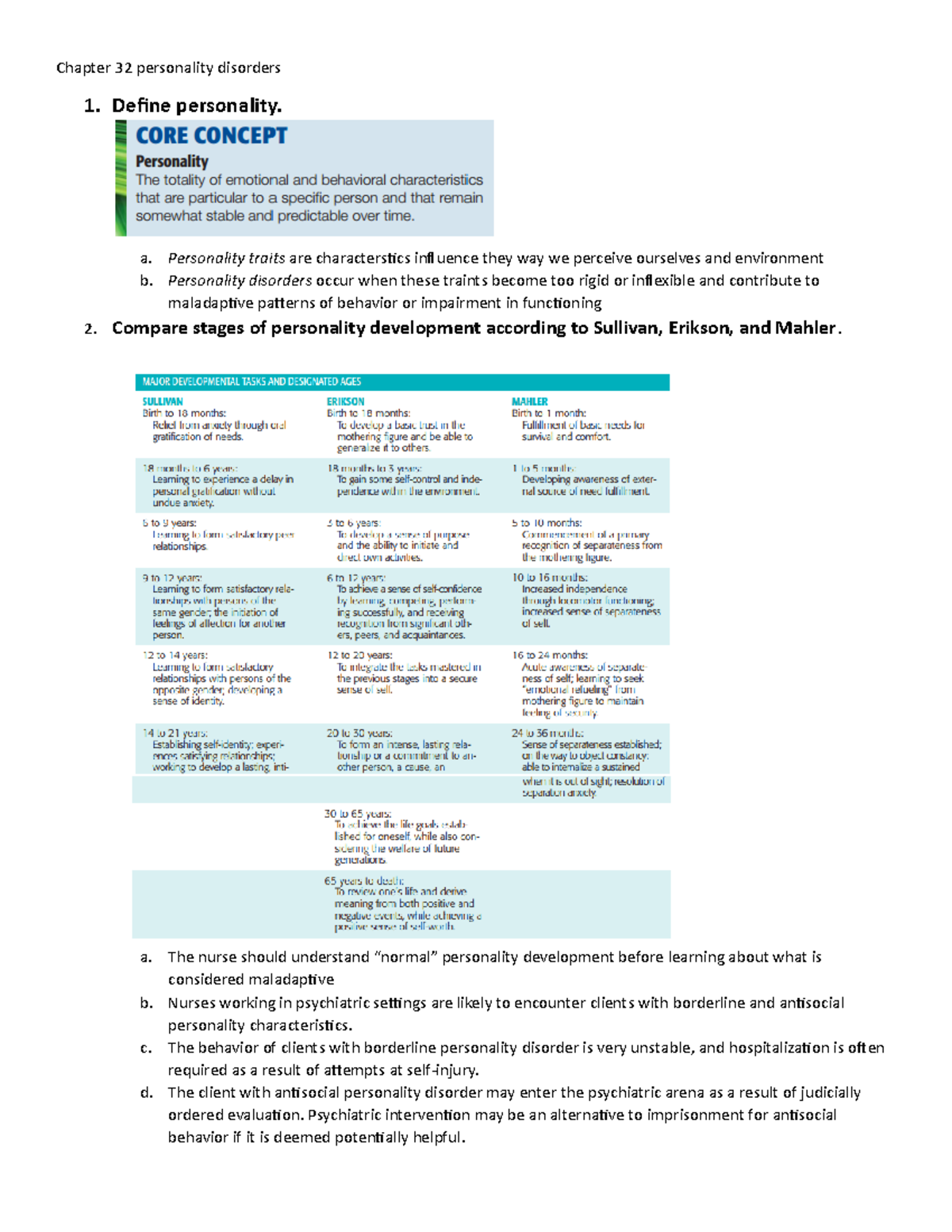 Chapter 32 personality disorders - Chapter 32 personality disorders 1 ...