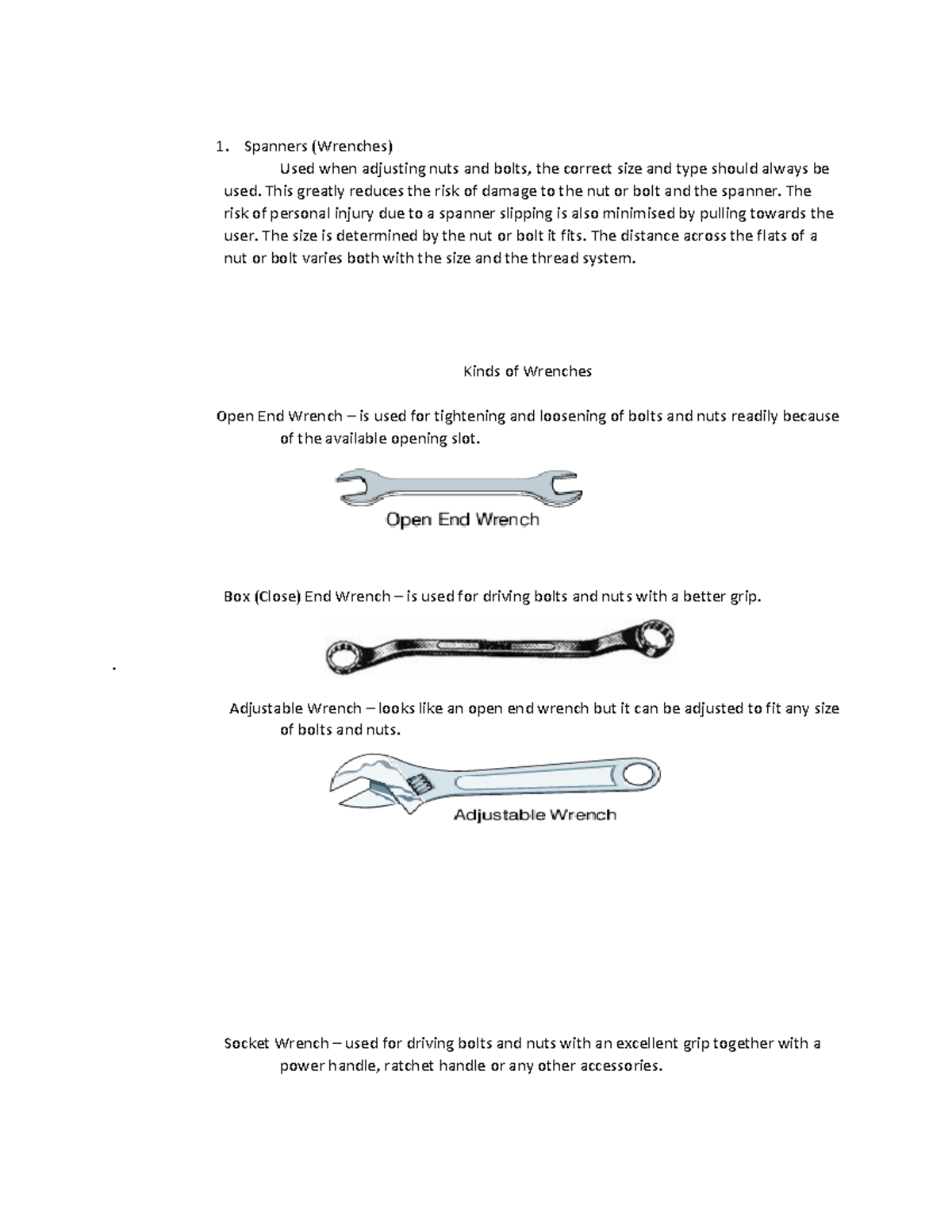 Machine Shop Theory - Spanners (Wrenches) Used when adjusting nuts and ...