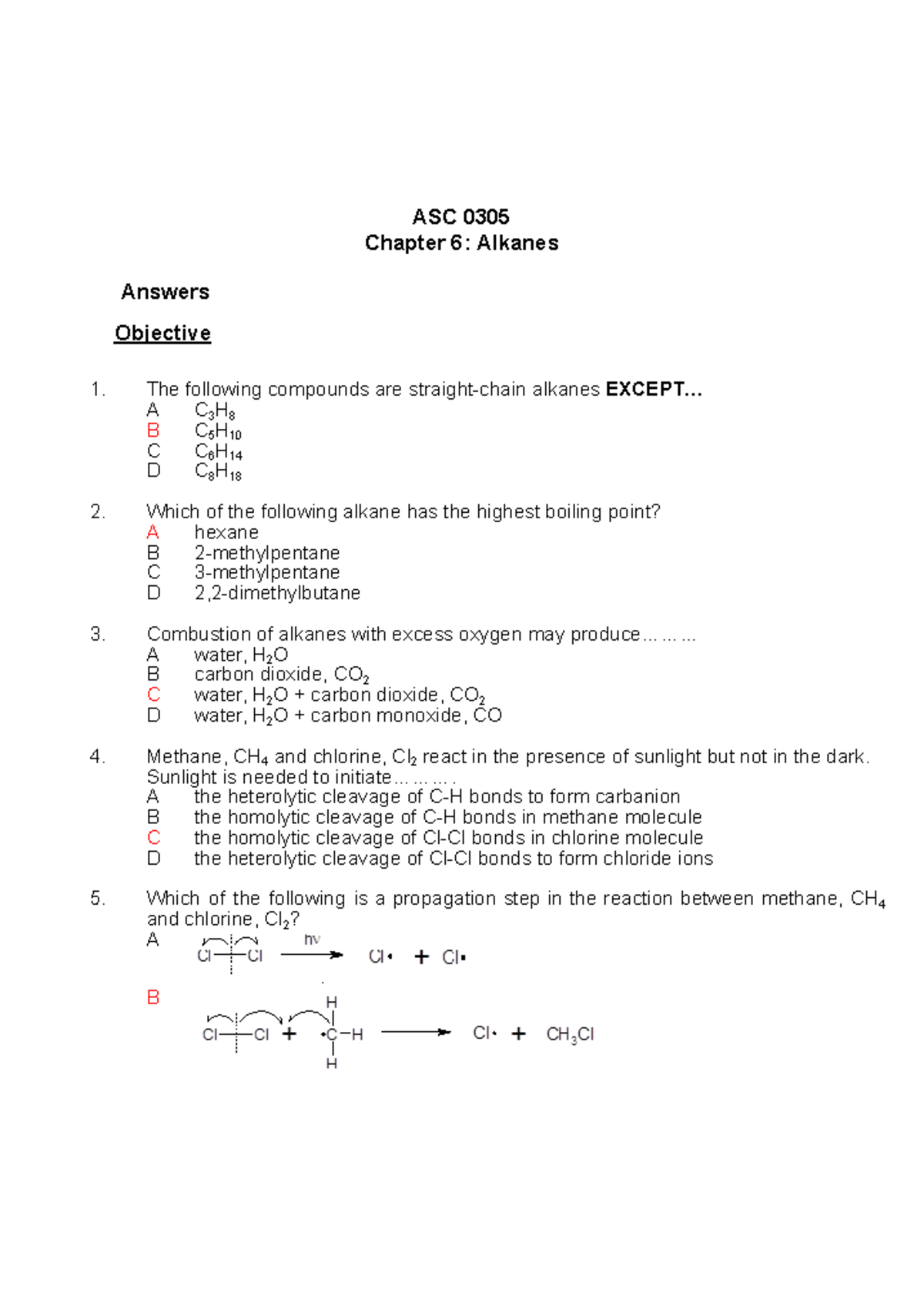 2024 Answers Tutorial Chapter 6 ASC 0305 - ASC 0305 Chapter 6: Alkanes ...