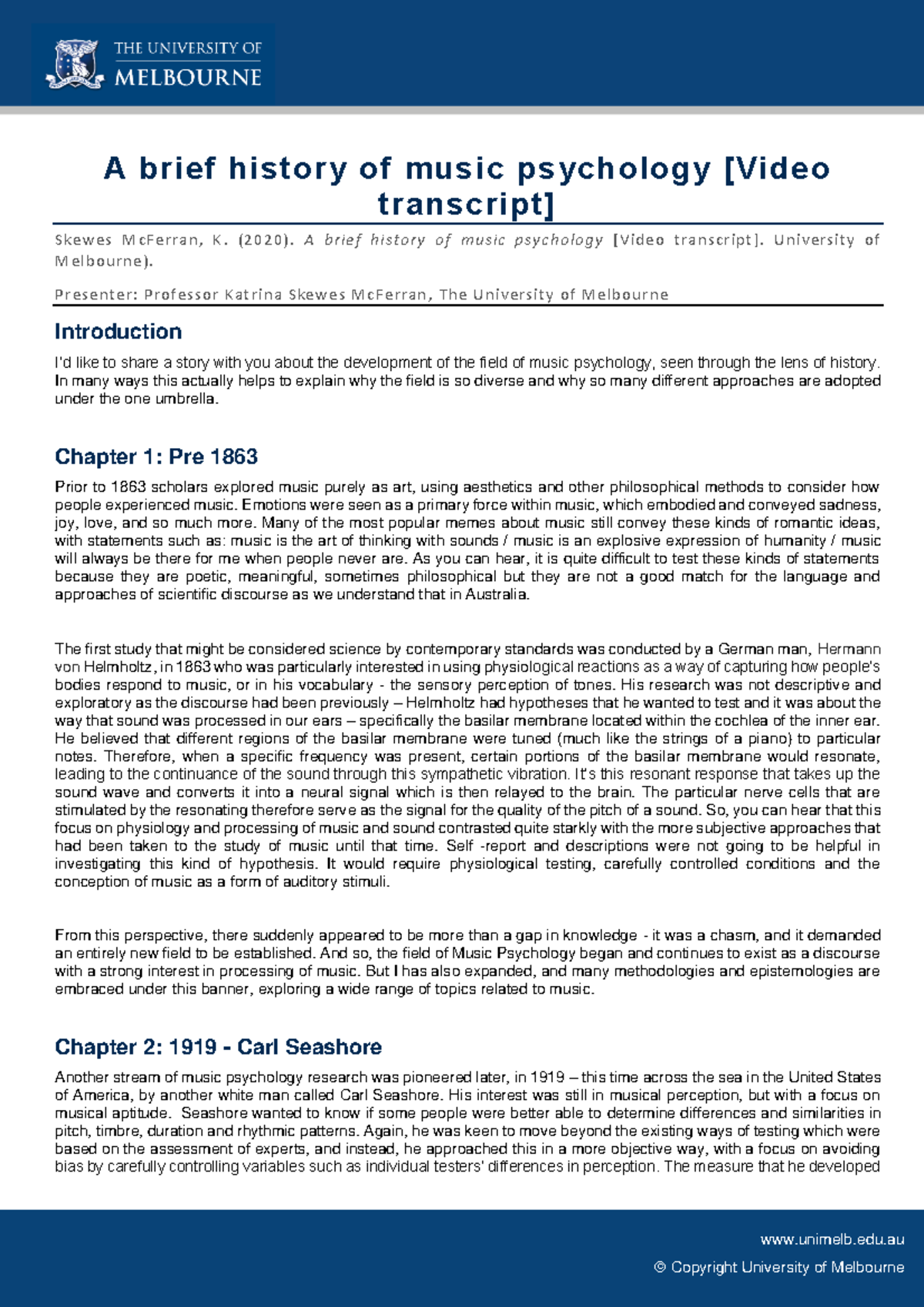 MUSI2014 9 A brief history of music psychology - Video transcript-2 ...