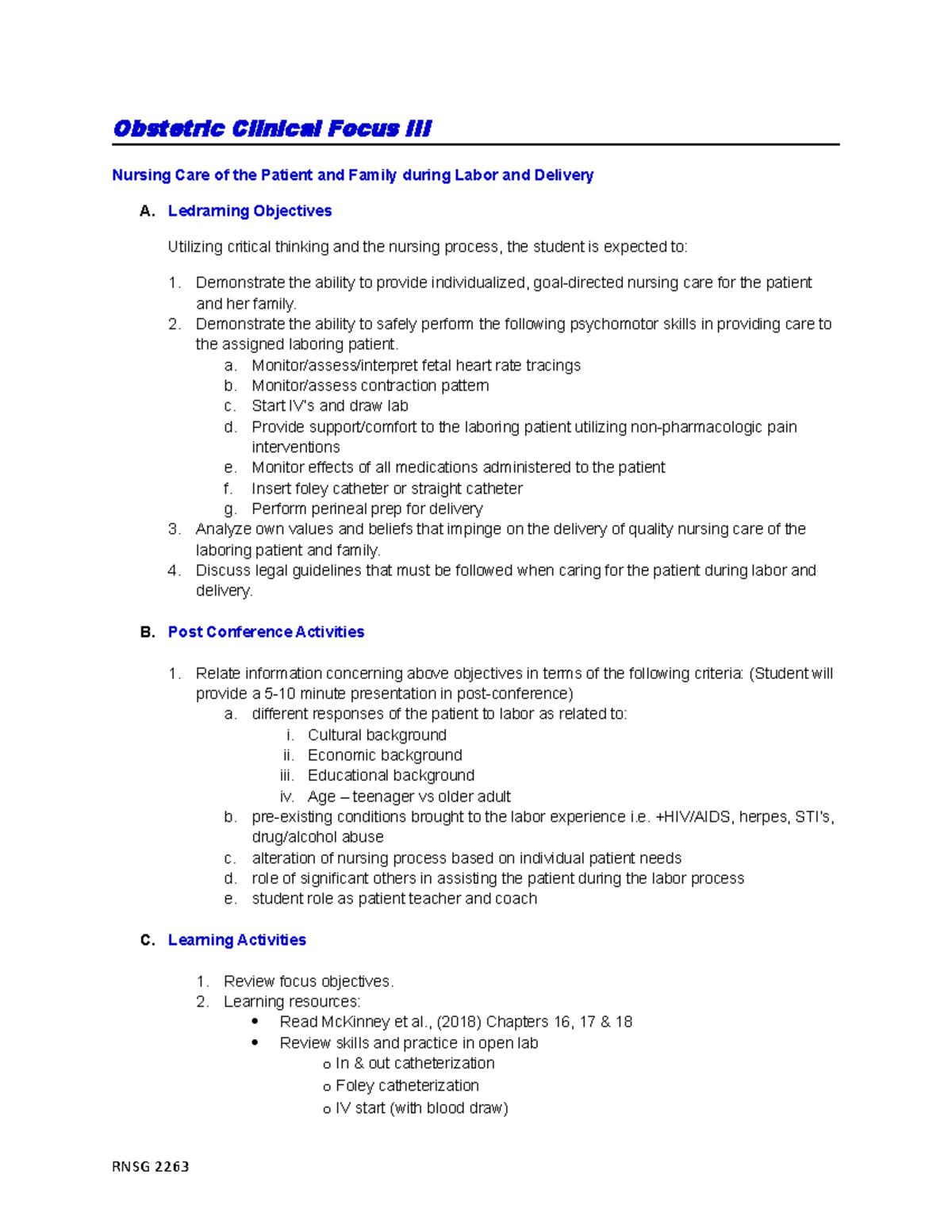 Obstetric Clinical Focus Labor & Delivery - Obstetric Clinical Focus ...