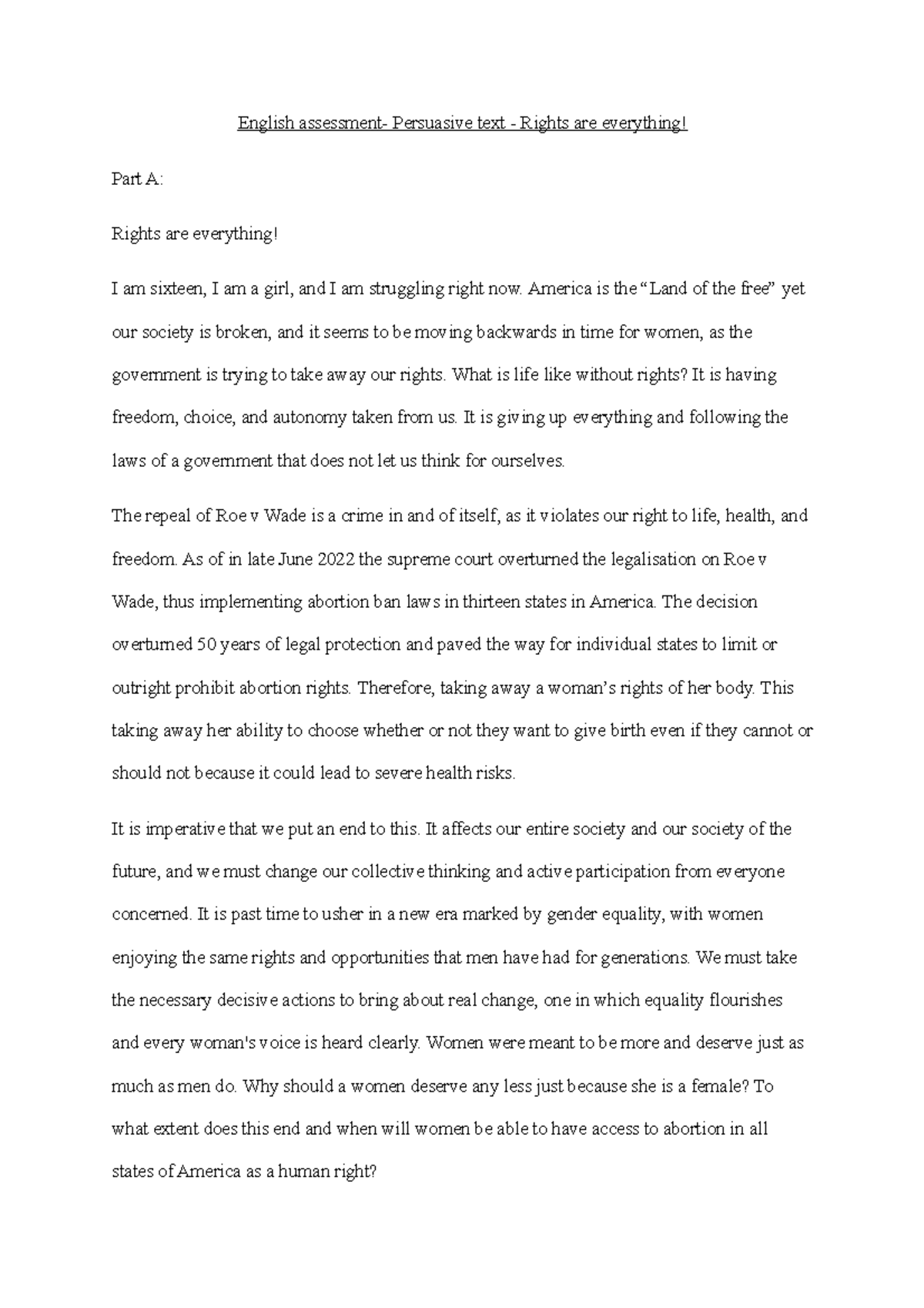 English Persuasive Assessment - English assessment- Persuasive text ...