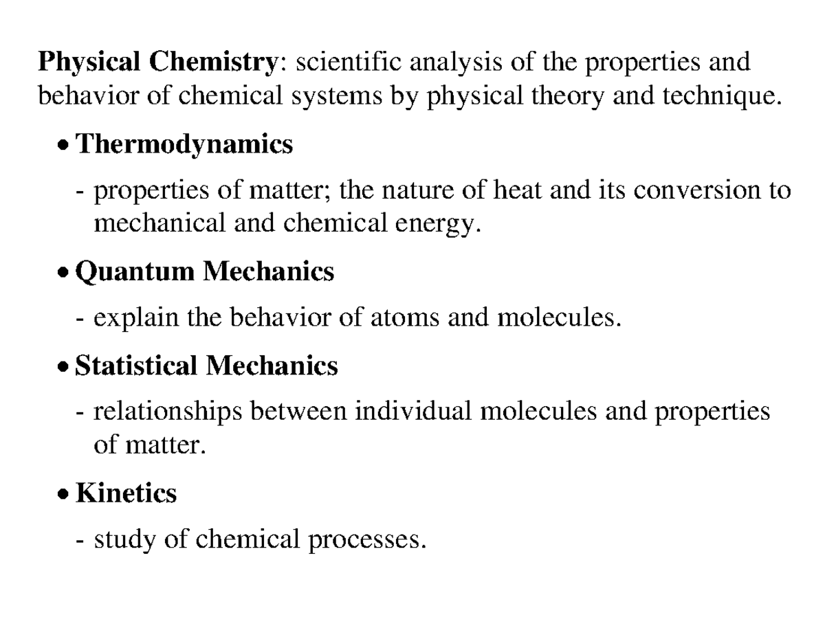 Physical Chemistry For Engineers - Lecture Slides - Note1 - v2 ...