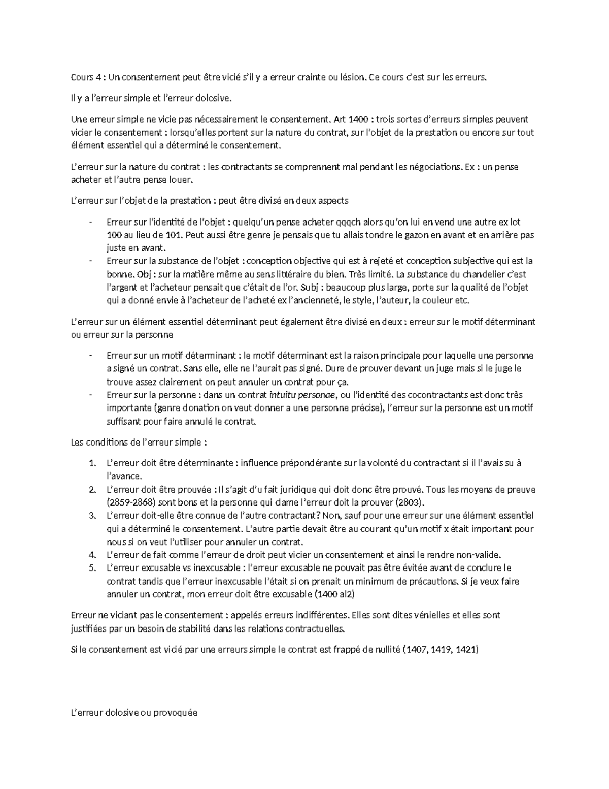 Cours 4 L'erreure - Robert Kouri - Cours 4 : Un consentement peut être ...