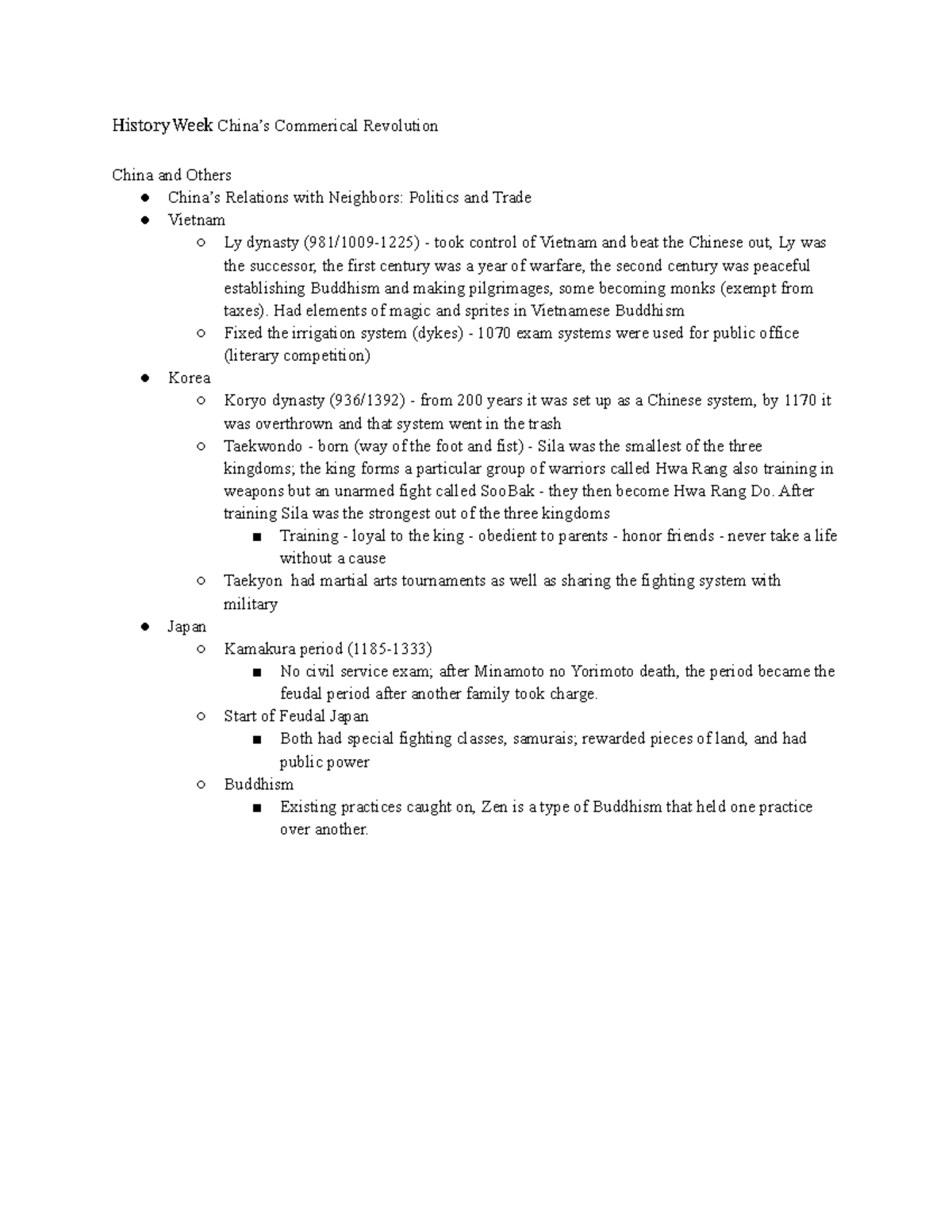 History week China - Lecture notes from the spring semester. - History ...