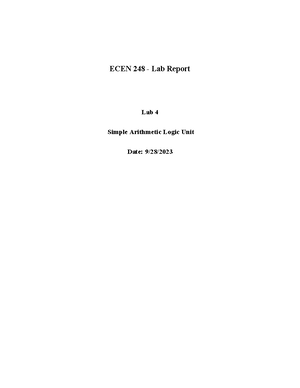 Lab 1 Report - ECEN 248 - Lab Report Lab 1 Digital Logic Gates Note ...