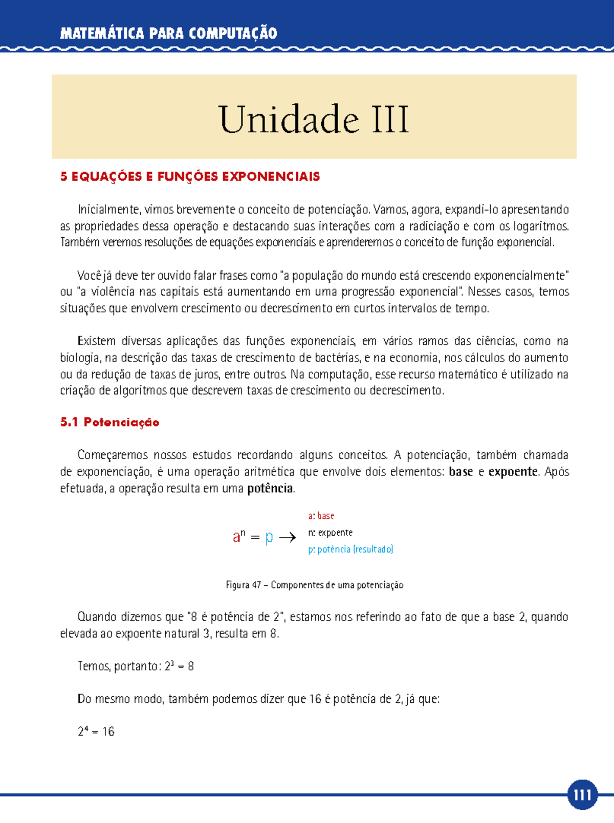 Livro-Texto – Unidade III - MATEMÁTICA PARA COMPUTAÇÃO Unidade III 5 ...