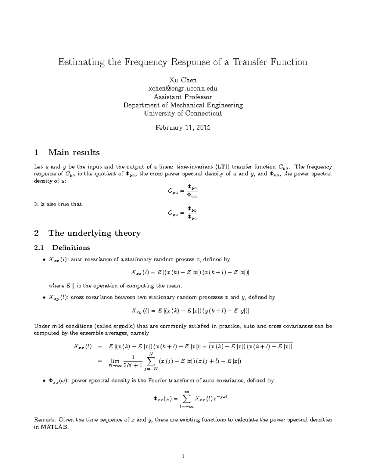 Estimating the frequency response of a transfer function topic estimate ...