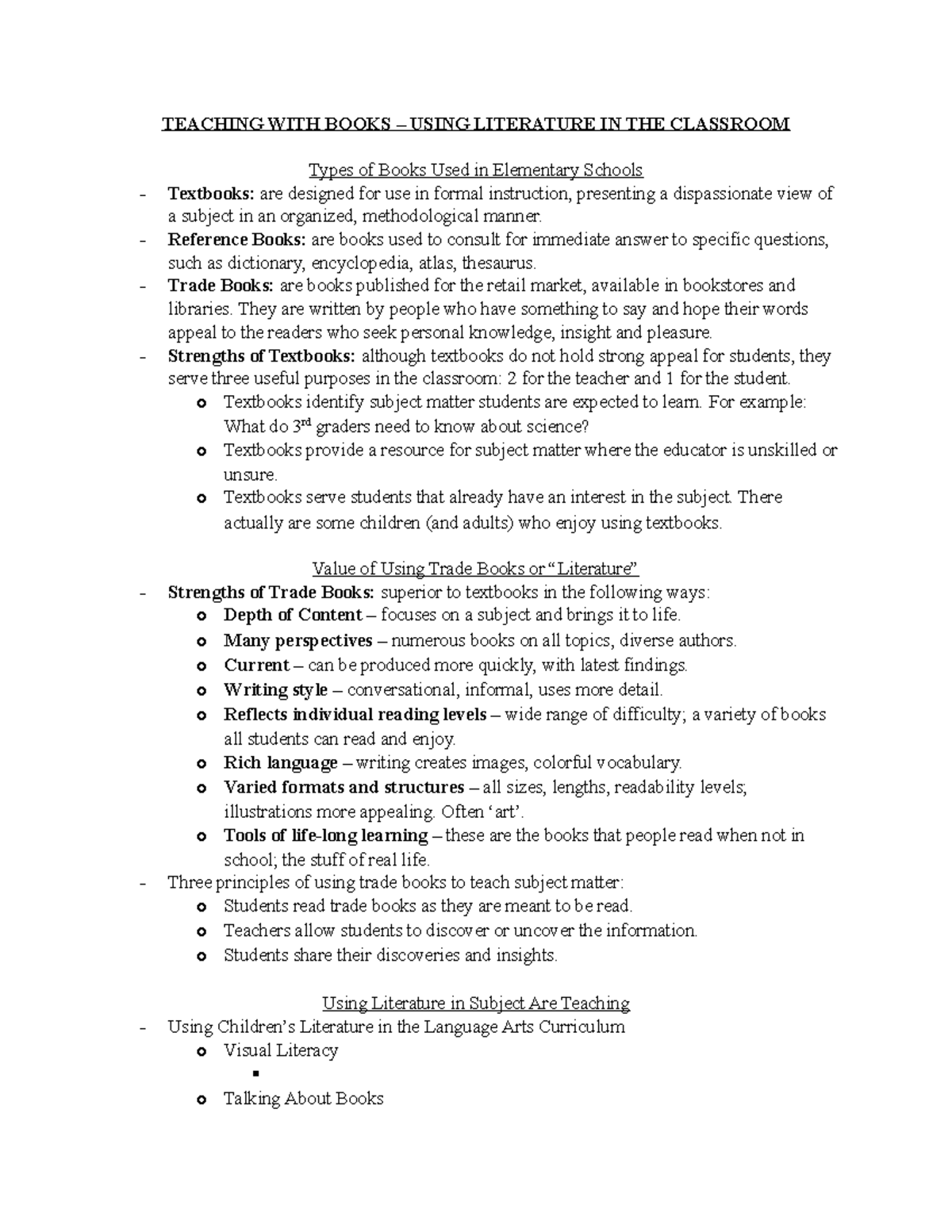 Teaching with Books - These were my notes for this topic. - TEACHING ...