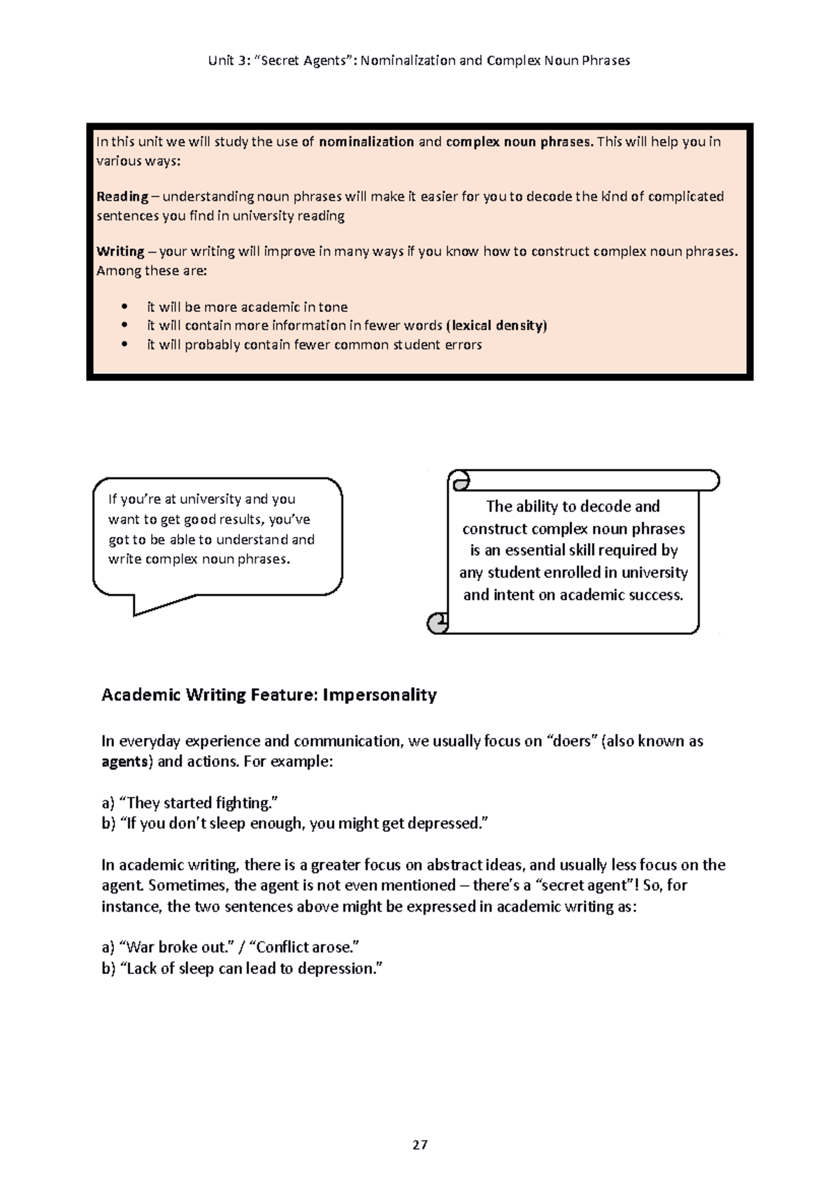 EAP1 Unit03 - Secret Agents - Nominalization and Complex Noun Phrases ...