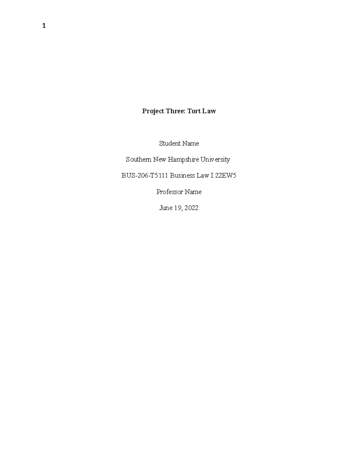 7-2 Project Three - Tort Law - Project Three: Tort Law Student Name ...