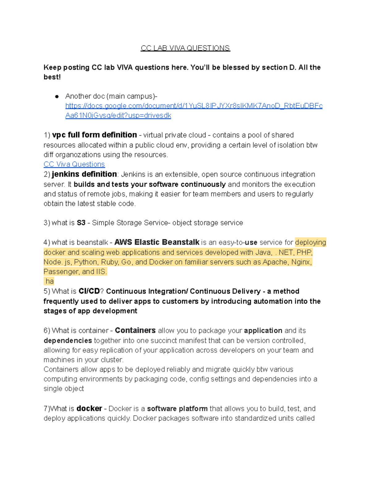 CC LAB VIVA Questions LAB Viva Study Guide CC LAB VIVA QUESTIONS