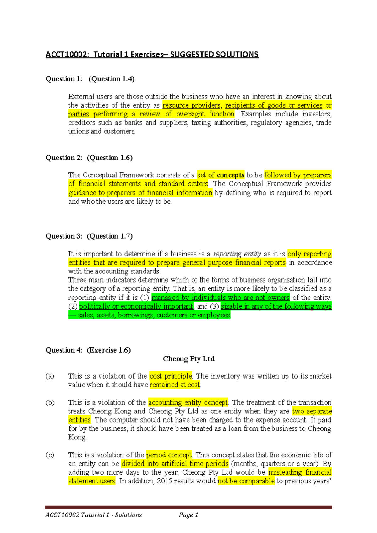 ACCT10002 2017 Sem 2 Tutorial 1 Solutions - ACCT10002: Tutorial 1 Exercises– SUGGESTED SOLUTIONS ...