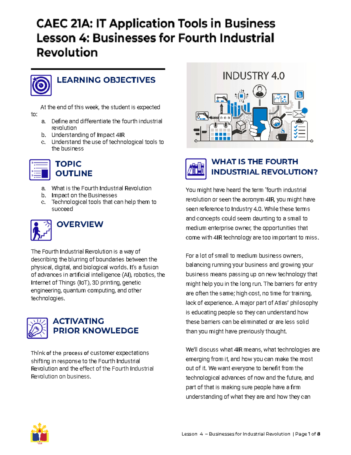 Lesson-4- Itatb - Goods - LEARNING OBJECTIVES At the end of this week ...