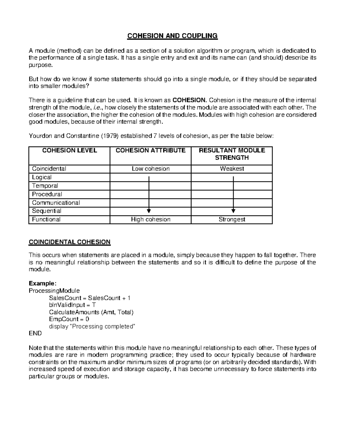 Cohesion and Coupling - IT WILL BE HELPFUL - COHESION AND COUPLING A ...