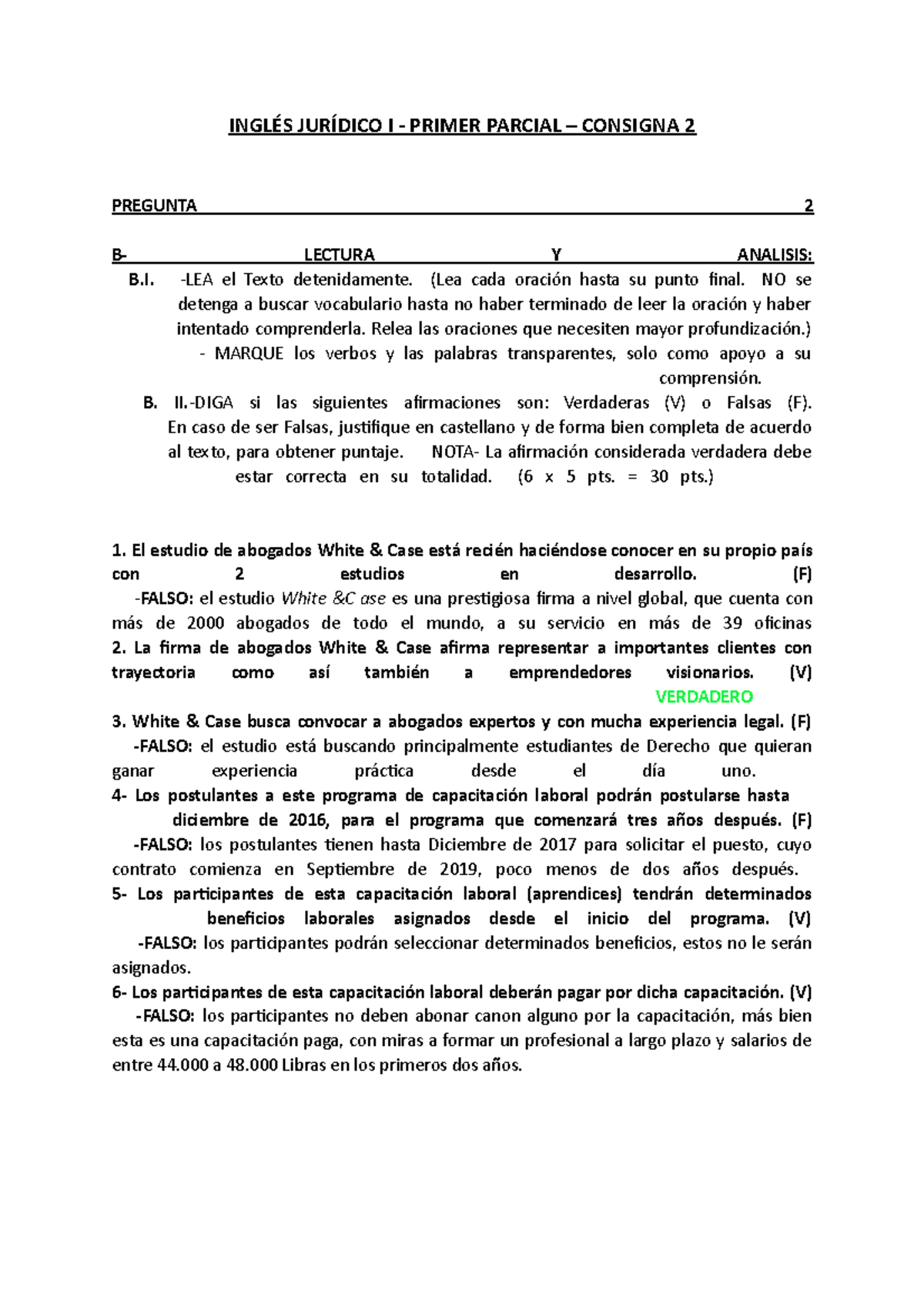 Inglés Jurídico 1 - Primer Parcial - Consigna 2 - INGLÉS JURÍDICO I - PRIMER PARCIAL – CONSIGNA ...