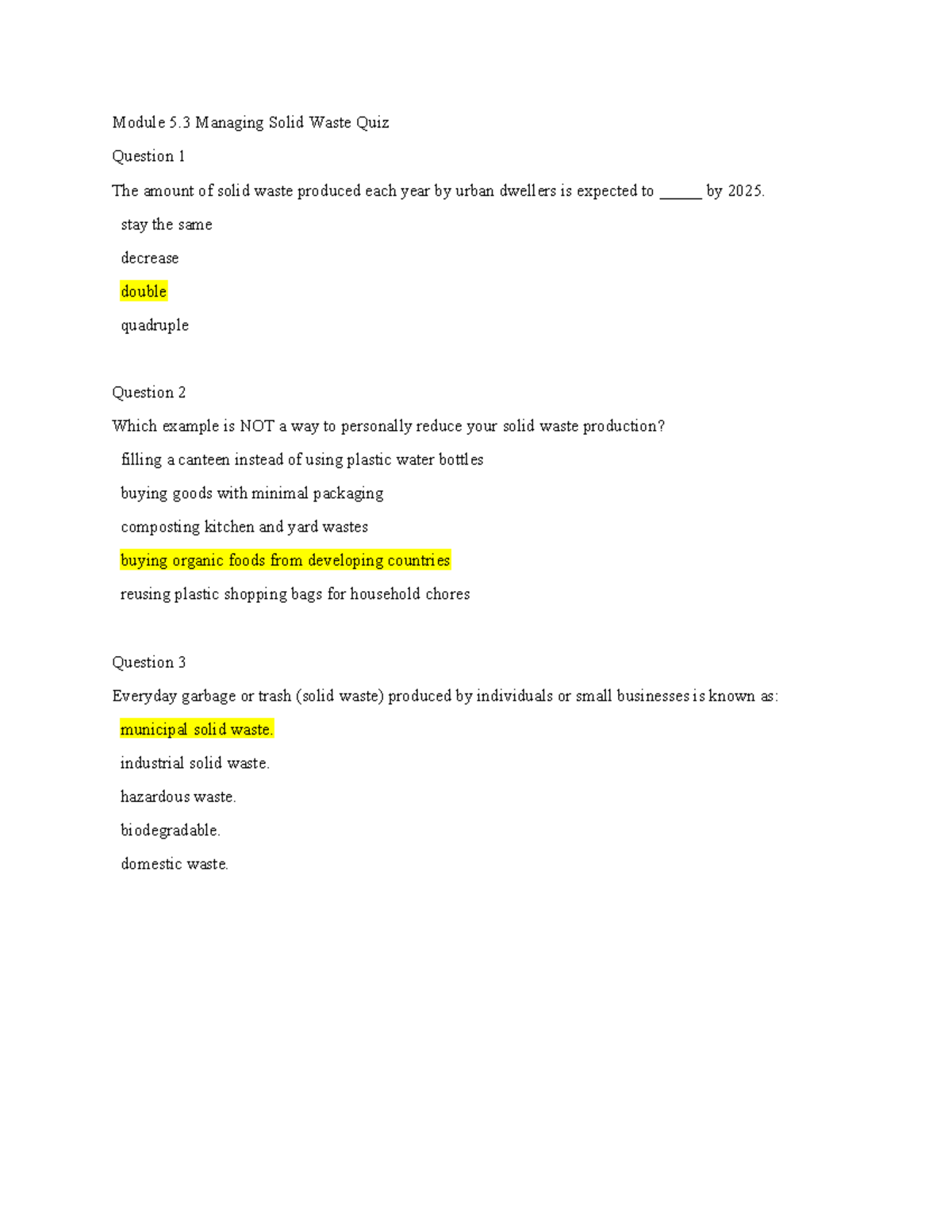 Module 5.3 Managing Solid Waste Quiz - Module 5 Managing Solid Waste ...