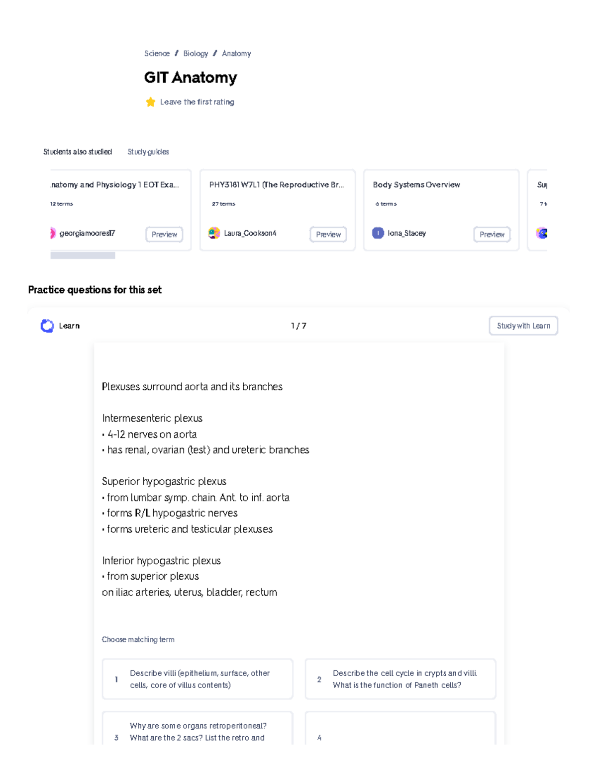 GIT Anatomy Flashcards Quizlet - GIT Anatomy Science Biology Anatomy Leave the first rating ...