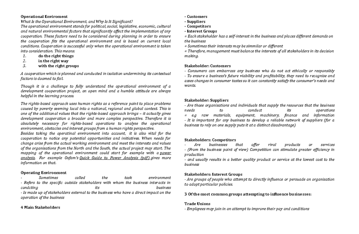 HO 1-Operational Enviroment - Operational Enviroment What Is the ...